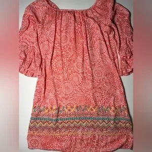 Uncle Frank | Dresses | Uncle Frank Large Coral Pink Embroidered Boho ...